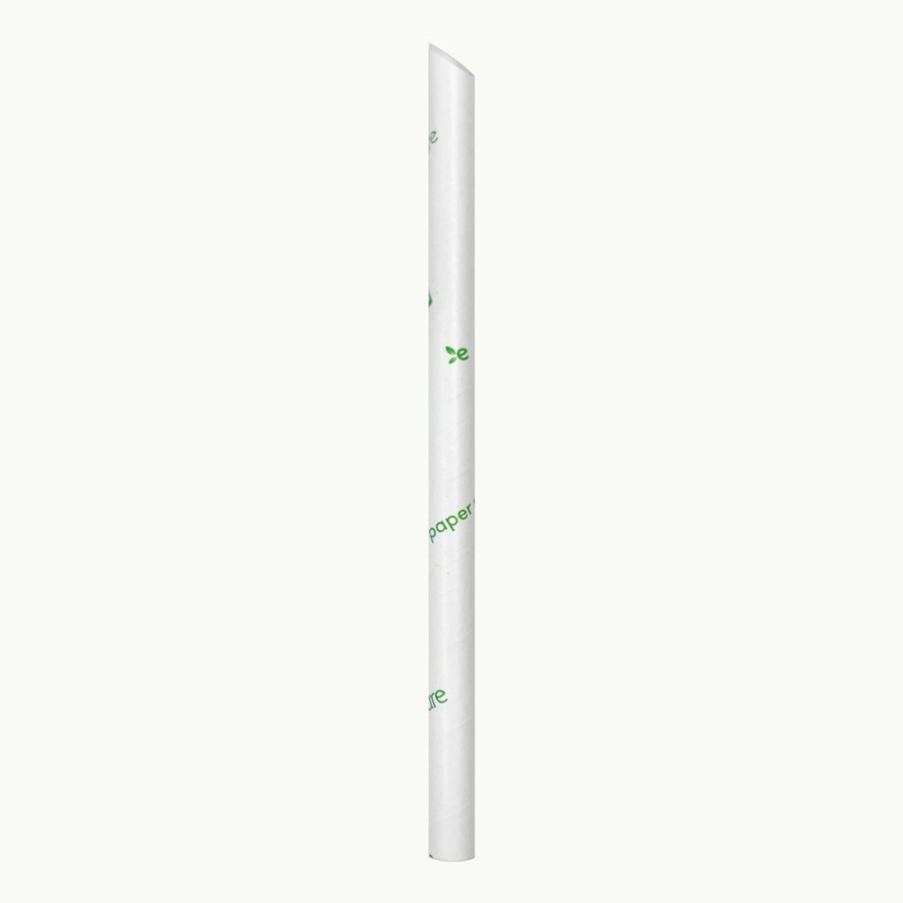 230mm Large White Paper Straw 12mm Pointed with Individual Wrap - FSC ...